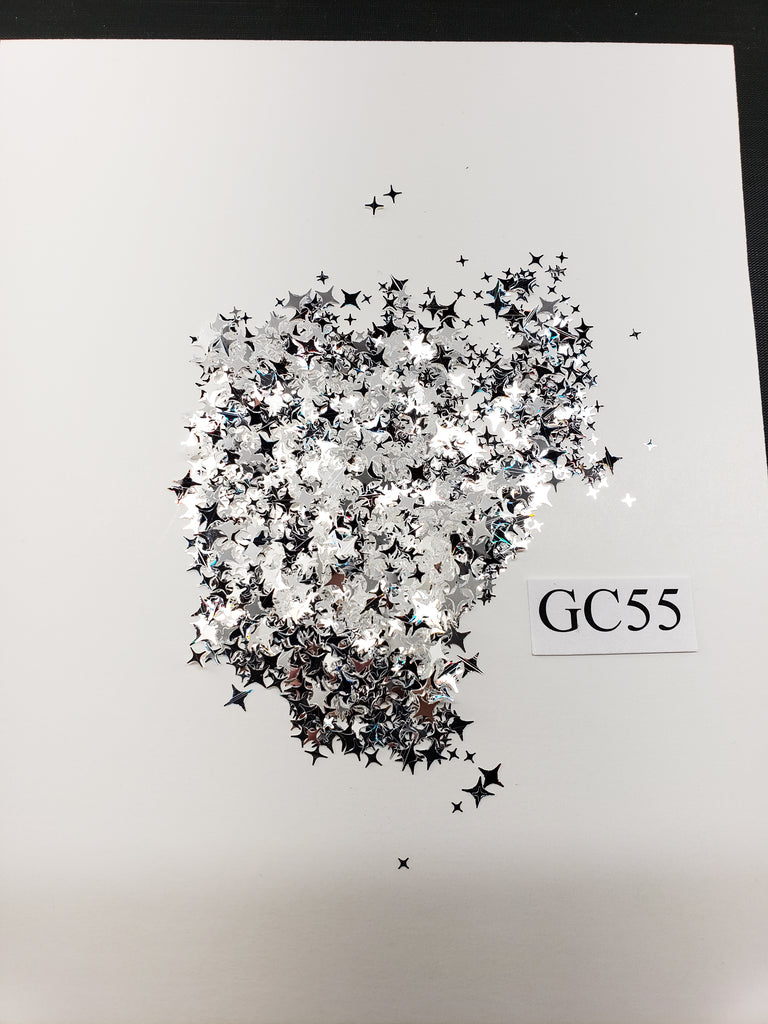 Four Point Star Mix - Silver White - GC55 – Glitzy City LLC